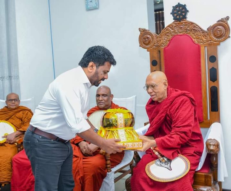 President Receives Blessings from the Chief Prelate of the Ramanna Nikaya