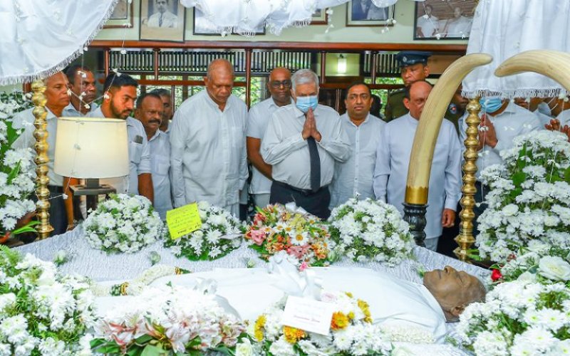 President pays final respects to Former Minister Gamini Jayawickrama